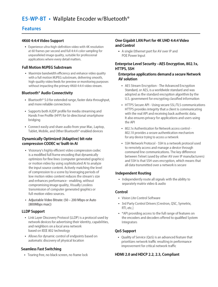 E5-WP-BT Encoder – Visionary Solutions