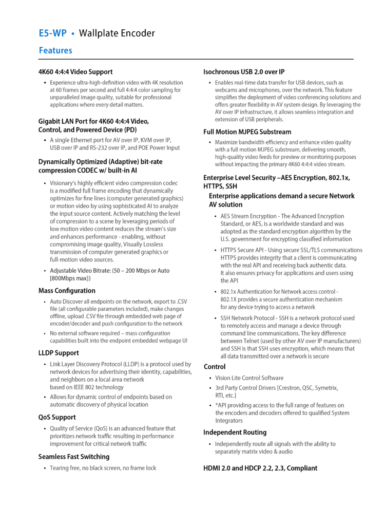 E5-WP Encoder – Visionary Solutions